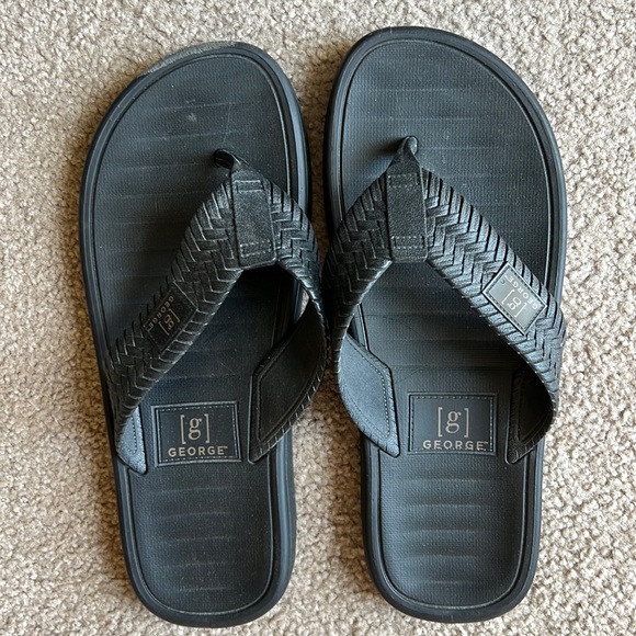 George | Shoes | Mens Flip Flops Black Woven Size By George | Poshmark